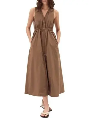 Deluc Déluc. Rubbens Front Zip Sleeveless Maxi Dress - Chocolate