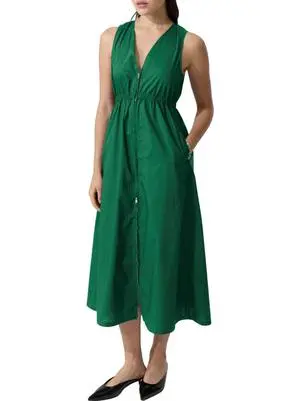 Deluc DÉLUC. Rubbens Front Zip Sleeveless Maxi Dress Green