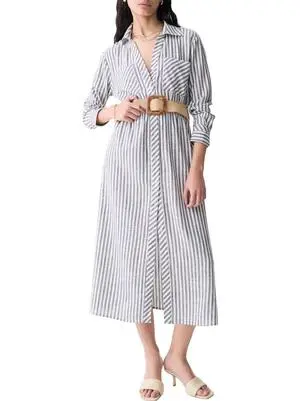 Deluc Déluc. Marialva Stripe Linen-blend Shirtdress - Striped Blue