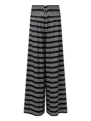WeWoreWhat Button Front Palazzo Pant - Dk Navy/offwh