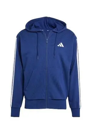 Adidas Essentials 3-Stripes French Terry Full-Zip Hoodie Dark Blue/white