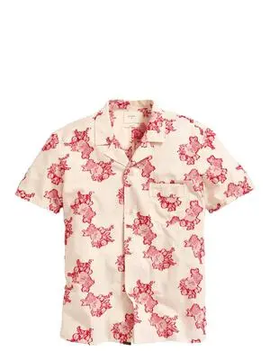Billy Reid Floral Jacquard Cotton Blend Madras Camp Shirt - Red