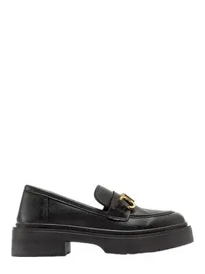 FOREVER & ALWAYS SHOES Simone Bit Platform Loafer - Black Faux Leather