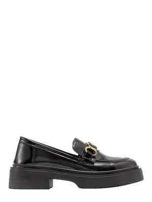 FOREVER & ALWAYS SHOES Simone Bit Platform Loafer - Black Patent Faux Leather
