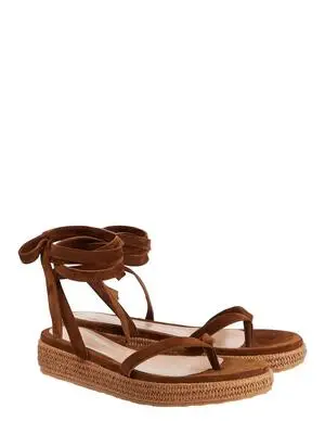 GIANVITO ROSSI Suede Espadrille Sandals - Beige