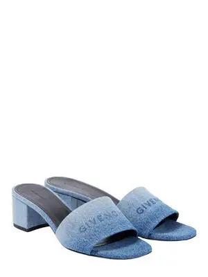 Givenchy Logo Denim Mules - Blue