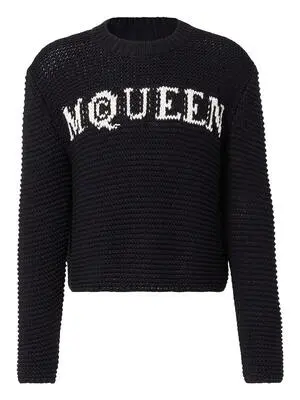 Alexander McQueen Logo Cotton Jacquard Sweater - Black
