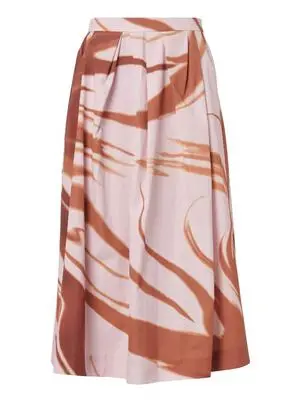 Dries Van Noten Printed Cotton Midi Skirt - Brown