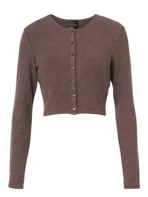 LESET Lauren Cropped Jersey Cardigan - Brown