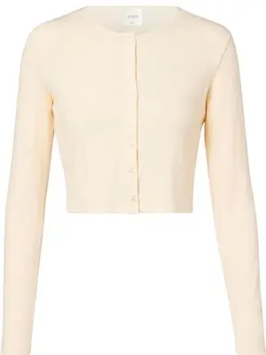 LESET Lauren Cropped Jersey Cardigan - Yellow