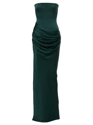 Alex Perry Draped Crêpe Satin Corset Dress - Green