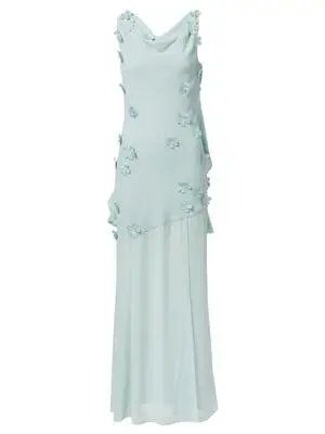 Remain Birger Christensen Floral-appliqué Ruffled Gown - Blue