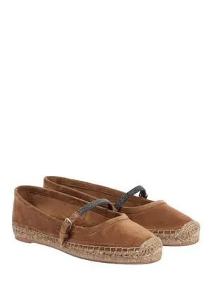 Brunello Cucinelli Monili Suede Espadrilles - Brown