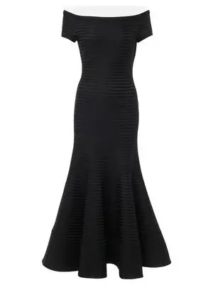 Carolina Herrera Off-shoulder Striped Maxi Dress - Black
