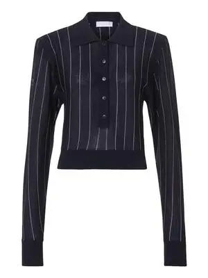 Stella McCartney Pinstripe Wool Polo Sweater - Black