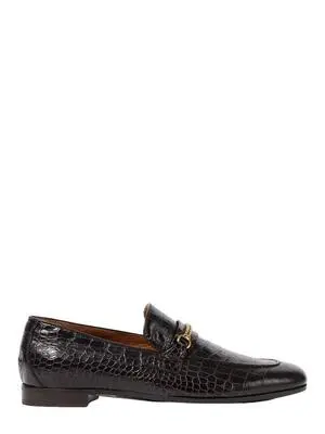 TOM FORD Gigi Croc-effect Leather Loafers - Black