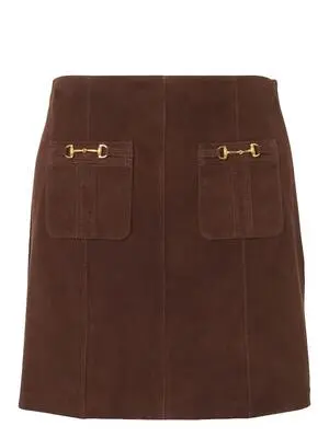Rixo Wiley Suede Mini Skirt - Brown