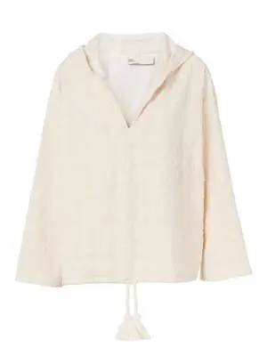 Tory Burch Jacquard Cotton-blend Terry Sweater - White