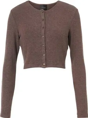 LESET Lauren Cropped Jersey Cardigan - Brown