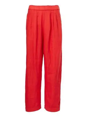Velvet By Graham & Spencer Gini Linen Straight Pants - Red