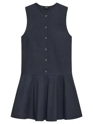 Theory Theory Drop-Waist Crunch Linen Mini Dress Concord-3