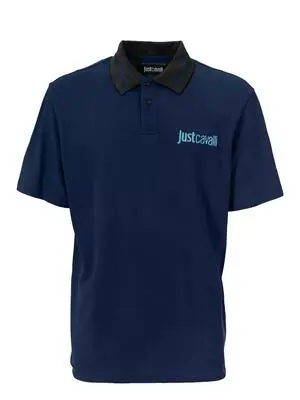 Just Cavalli Logo-embroidered Polo Shirt - Blue
