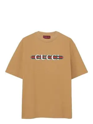 Gucci Cotton Jersey T-shirt With Print Beige