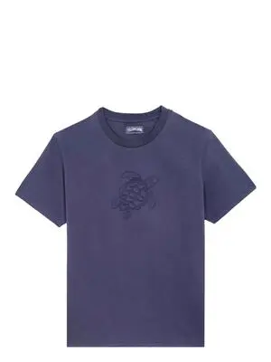 Vilebrequin Turtle-embroidered Cotton T-shirt - Blue