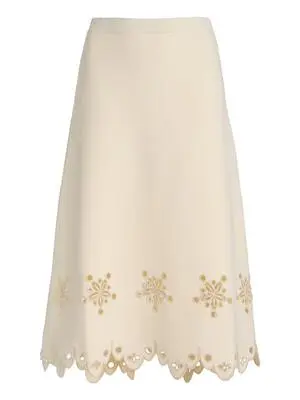 Altuzarra Melly Embroidered Knit Midi Skirt - Ivory