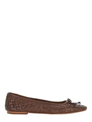 DUNE Woven Leather Ballet Flats - Brown Leather