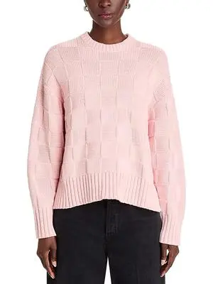 Guest In Residence Checkered Texture Sweater - Powder Pink