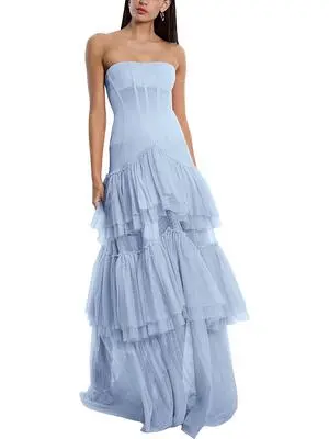 Bcbgmaxazria Strapless Corset Gown - Cloud