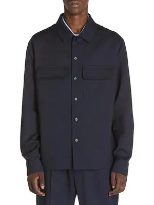 Moncler Wool Blend Shirt - Dark Blue