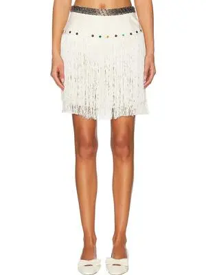 BODE Raffle Fringe Skirt - Cream Multi