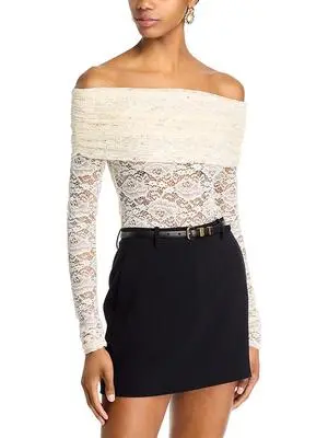 Ronny Kobo Anita Lace Off-the-shoulder Top - Ivory
