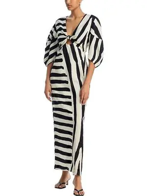 CALA DE LA CRUZ Gaia Striped Cut Out Maxi Dress - Zebrabw