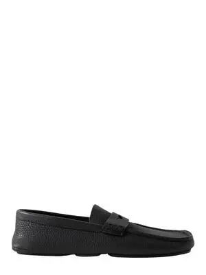 Khaite Billy Textured-leather Loafers - Black