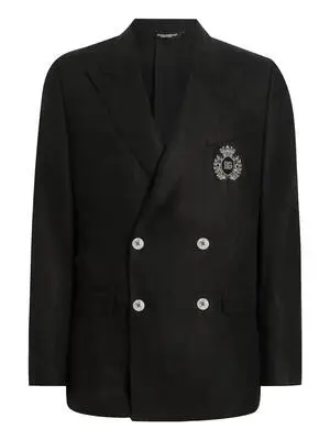Dolce & Gabbana Monogram-badge Double-breasted Blazer - Black