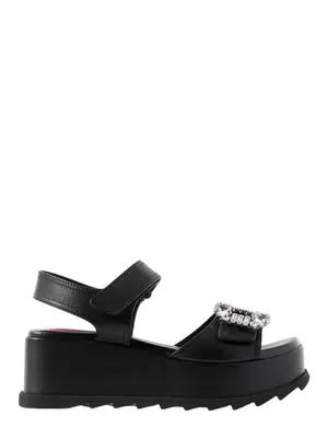 ROGER VIVIER Crystal-embellished Platform Sandals - Black