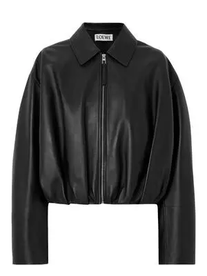 Loewe Gathered Leather Jacket - Black