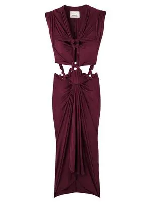 Isabel Marant Sirena Knotted Midi Dress - Burgundy