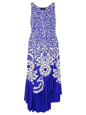 Etro Asymmetric Printed Jersey Maxi Dress - Blue