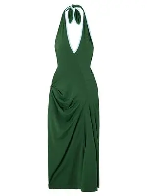 Dries Van Noten Gathered Halterneck Midi Dress - Green