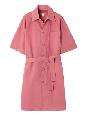 Bottega Veneta Oversized Denim Shirt Dress - Pink