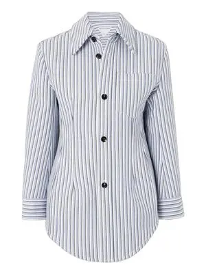 Bottega Veneta Bottega Veneta Striped Woven Shirt Jacket Light Blue
