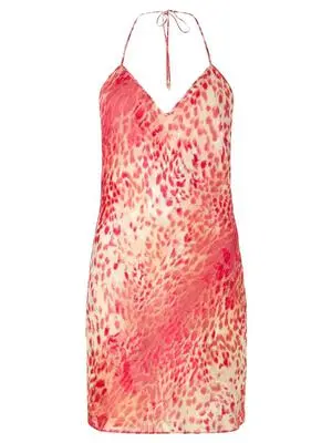 Roberto Cavalli Jaguar-print Mini Dress - Red
