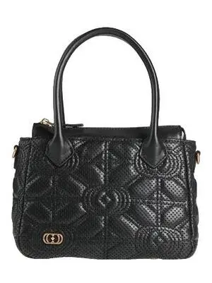 LA CARRIE Leather Tote With Logo Print Black