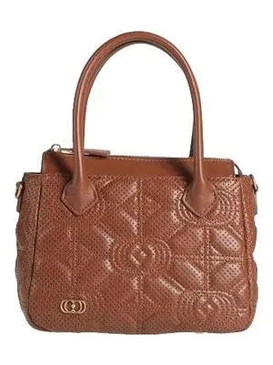 LA CARRIE Leather Tote With Logo Print - Brown