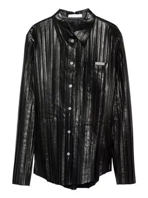 Helmut Lang Pleated Leather Shirt - Black