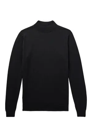 John Smedley Slim-fit Merino Wool Mock-neck Sweater - Black